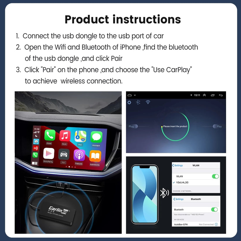 Autokit Wireless Carplay Dongle For Aftermarket Android Car Screen ...